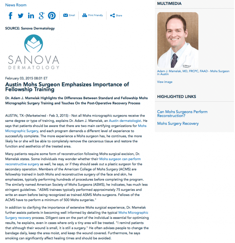 Austin Mohs Surgeon Emphasizes Importance of Fellowship Training ...